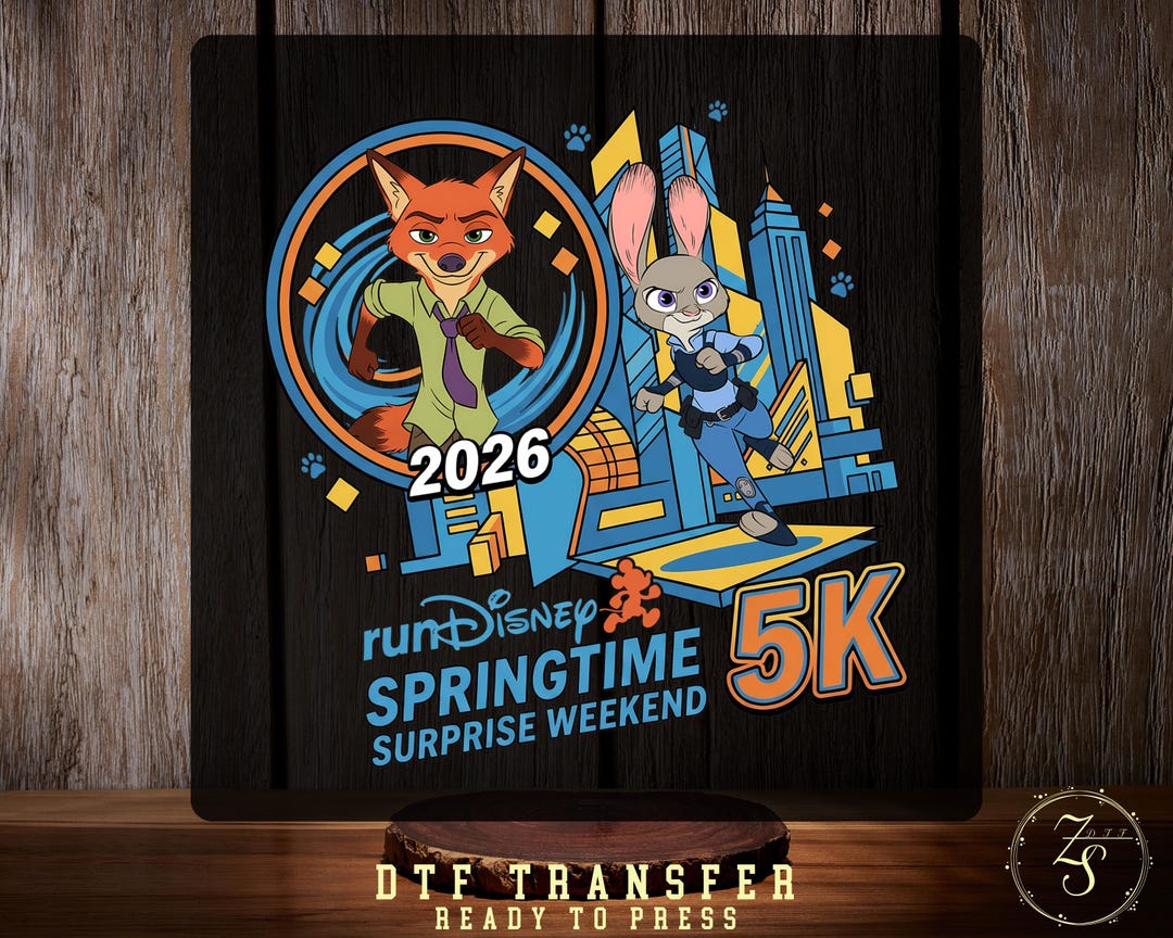 Rundisney 2026 Springtime Surprise 5K DTF Transfer, Zootopia Judy Nick ...