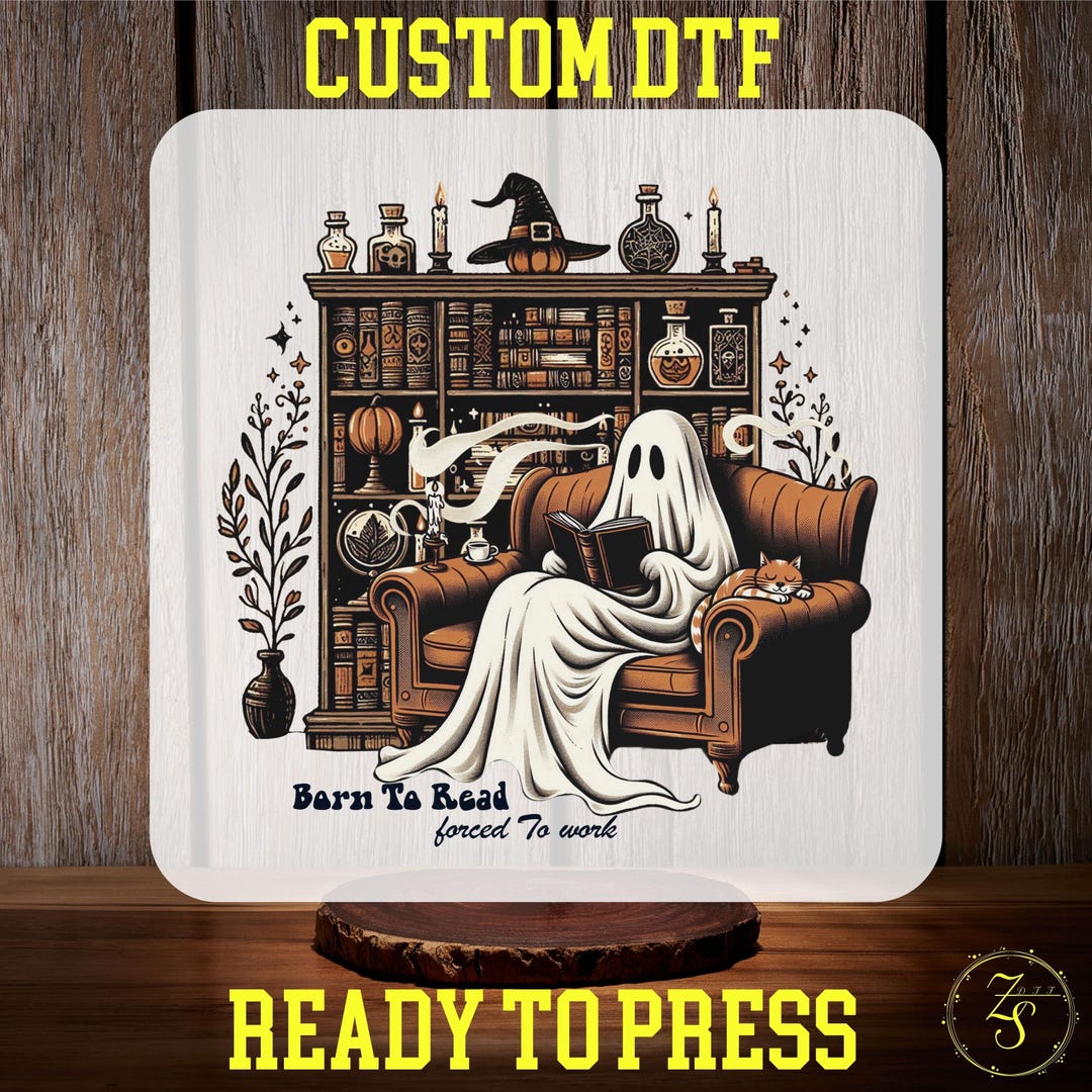 Ghost Reading Book DTF Transfer, Book Shirt Ready to Press, Book Lover ...