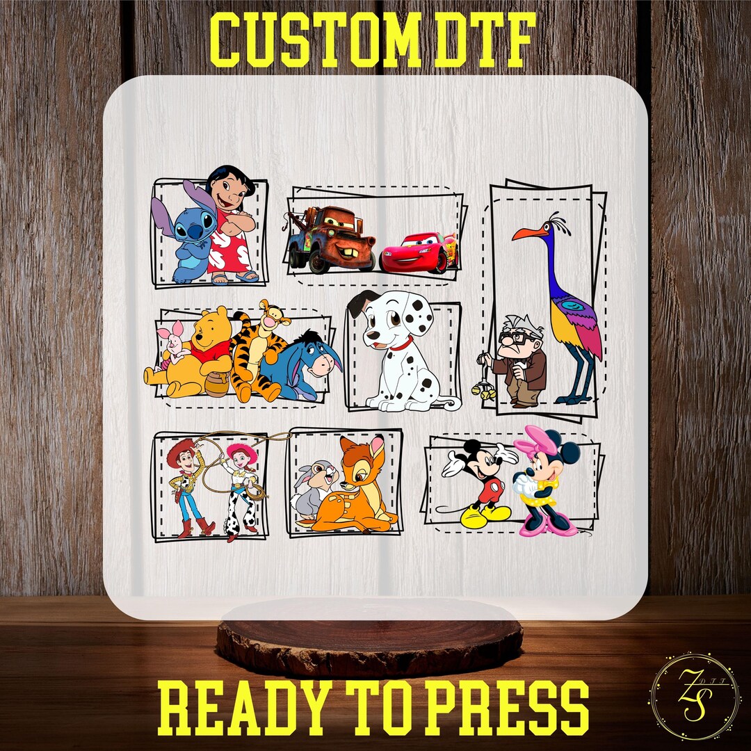 Disney Animation DTF Transfer, Disney Friends Heat Transfer, Ready to ...