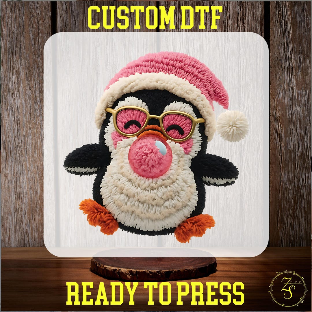 Faux Yarn Penguin DTF Transfer: Trendy Christmas Yarn Ready to Press - Etsy