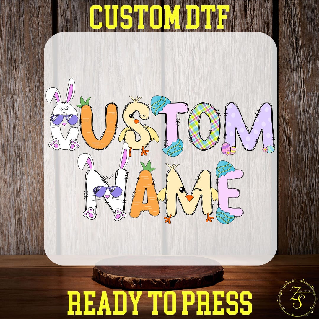 Custom Name Easter Boy Girl DTF Transfer, Personalized Easter Name ...