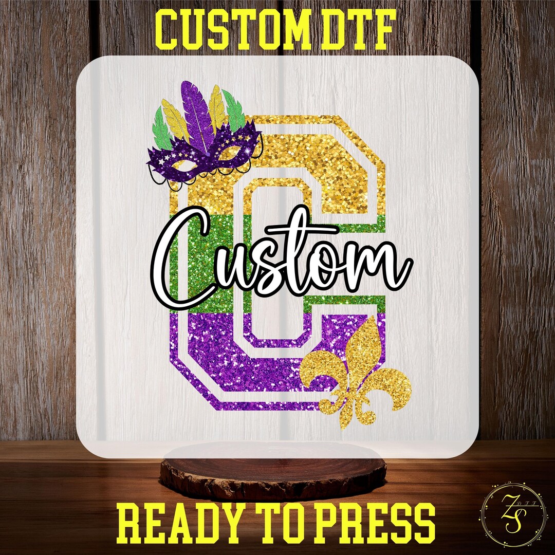 Custom Name Mardi Gras DTF Transfer, Fleur De Lis Ready to Press ...