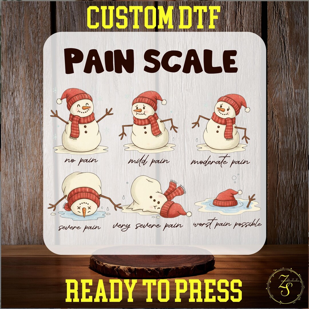 Christmas Funny Snowman Pain Scale DTF Transfer Ready to Press: Nurse ...