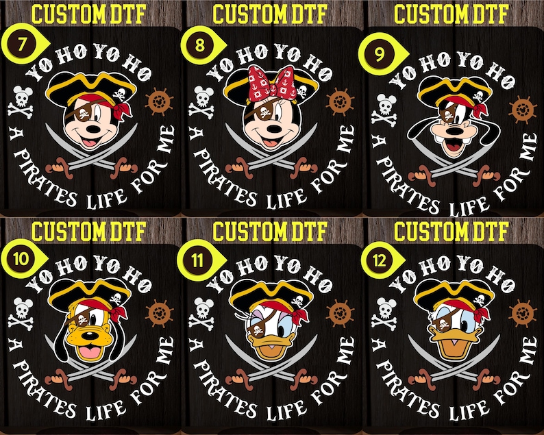 Disney Yo Ho Yo Ho A Pirate's Life for Me DTF Transfer, Disney Family ...