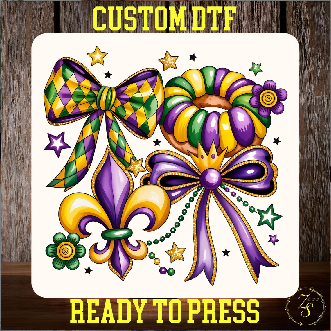Mardi Gras Carnival Bow DTF Transfer, Fleur De Lis Mask Bow Design ...