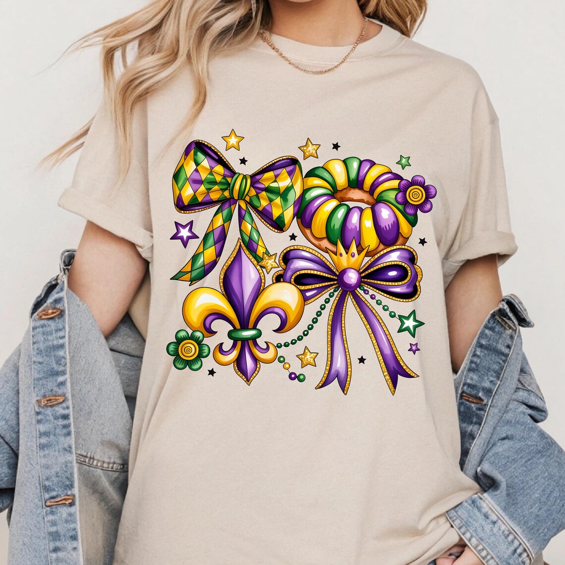 Mardi Gras Carnival Bow DTF Transfer, Fleur De Lis Mask Bow Design ...