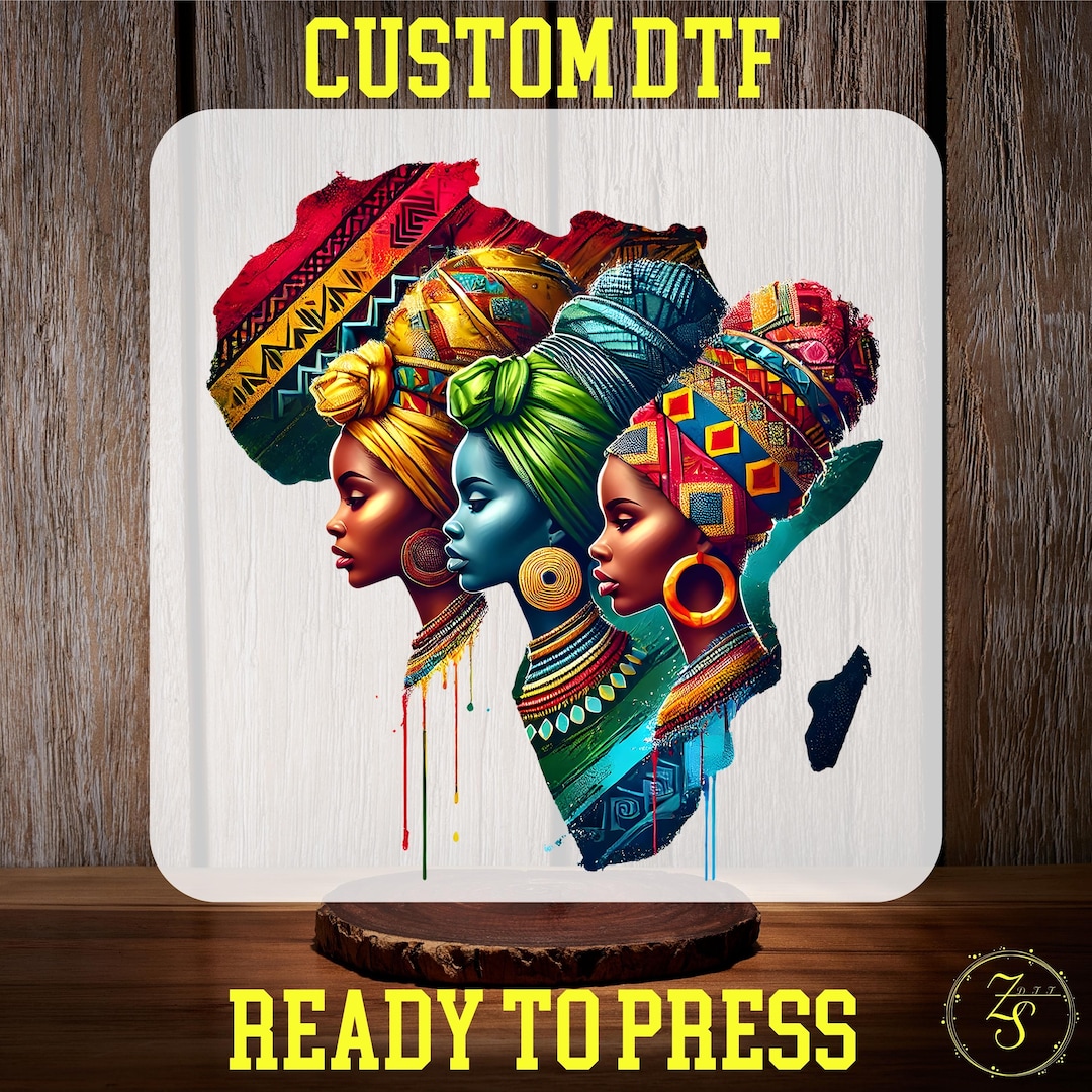 Black Woman African Map DTF Transfer, Black Queen Ready to Press ...