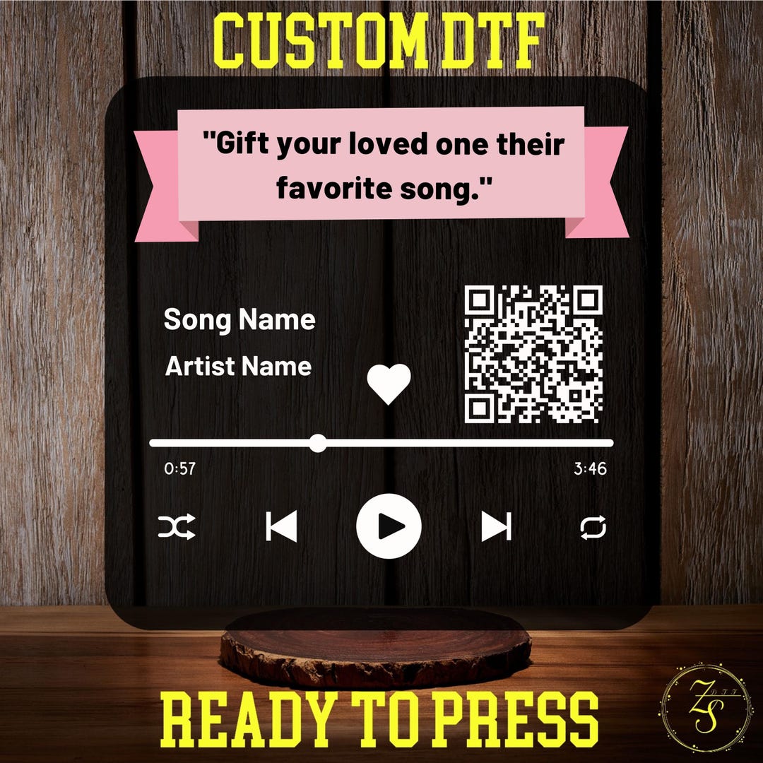 Custom Artist and Song Name QR Code Shirt DTF Transfer, Music Lover ...