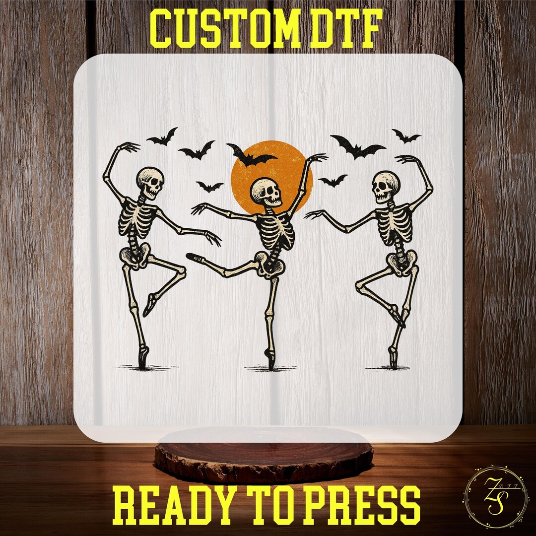 Halloween Dancing Skeletons DTF Transfer – Ballerina Skeleton Trio ...