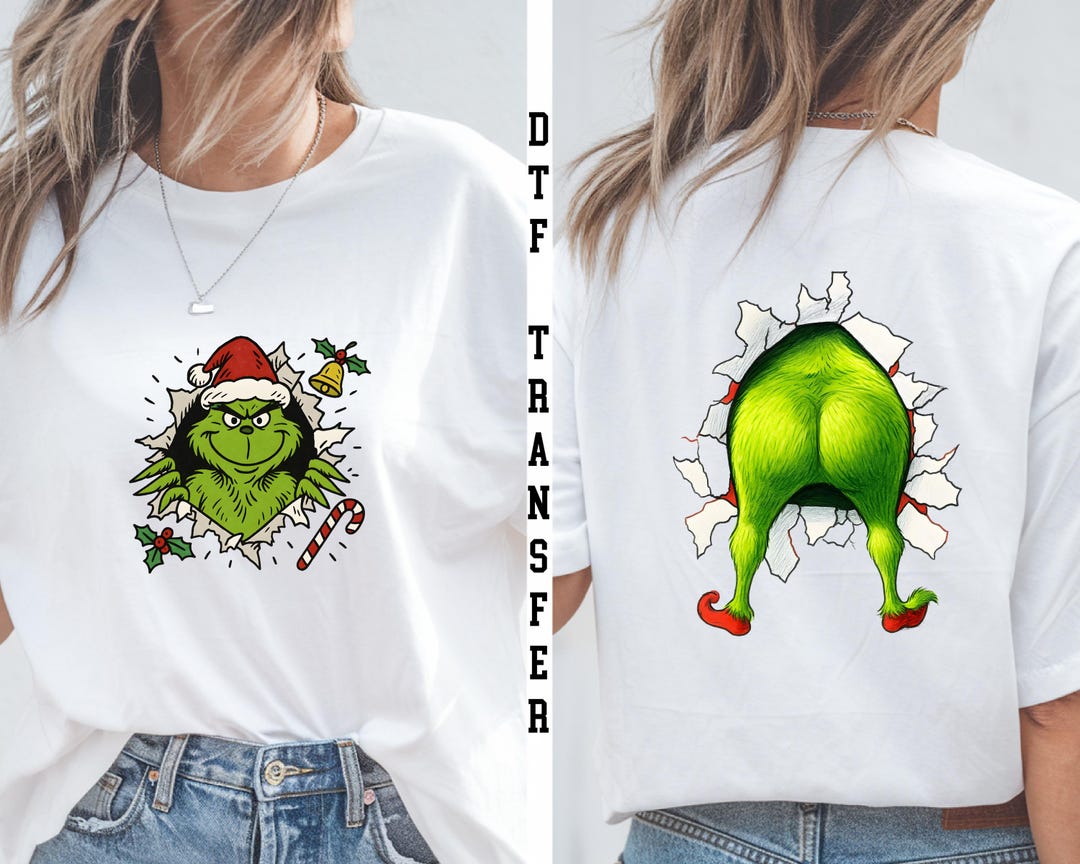 2-side Grinch DTF Transfer: Merry Christmas Ready to Press - Etsy