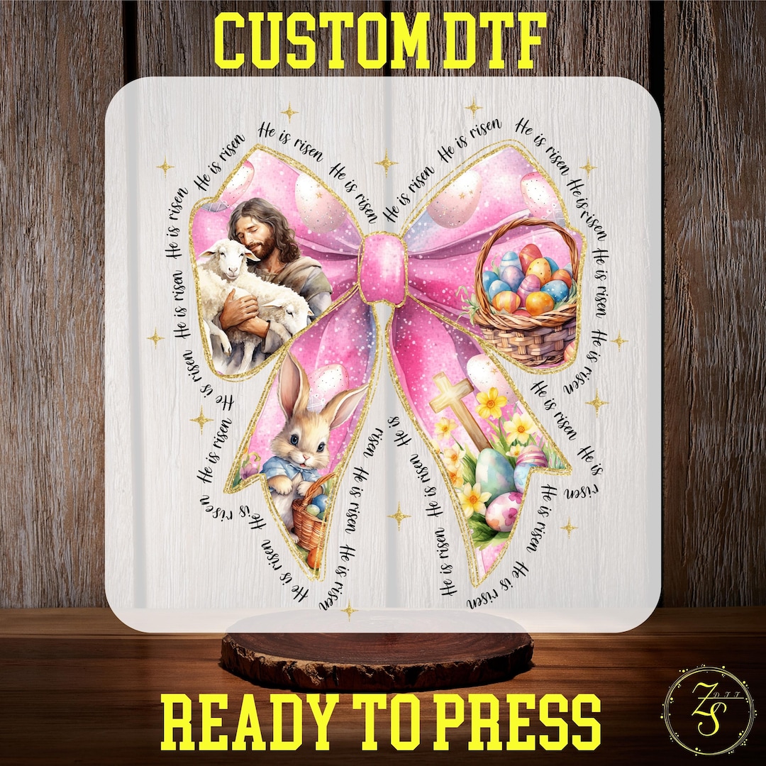 He is Risen Easter DTF Transfer, Jesus Easter Coquette Shirt Ready to ...