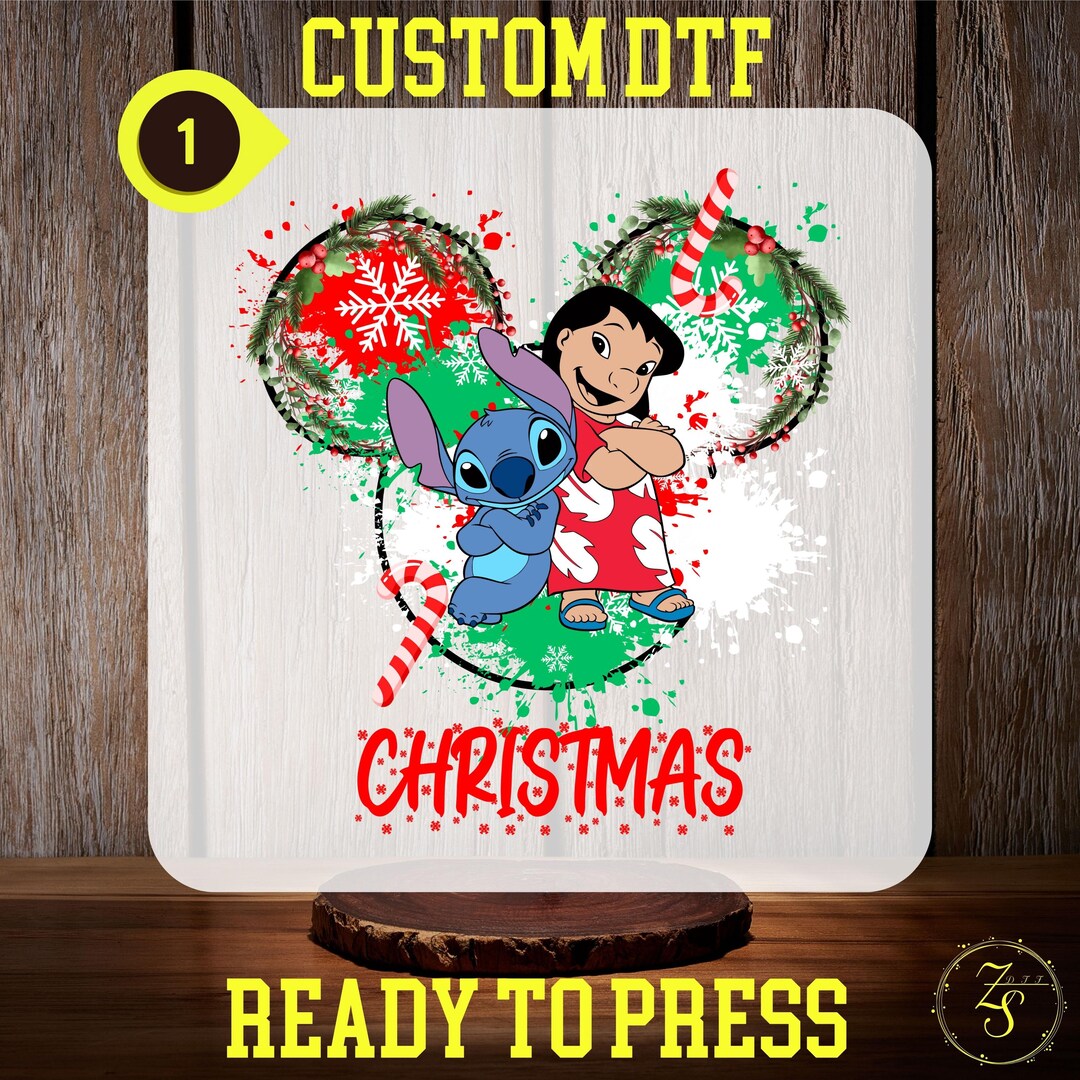 Lilo and Stitch Disney Christmas DTF Transfer, Stitch Heat Transfer ...