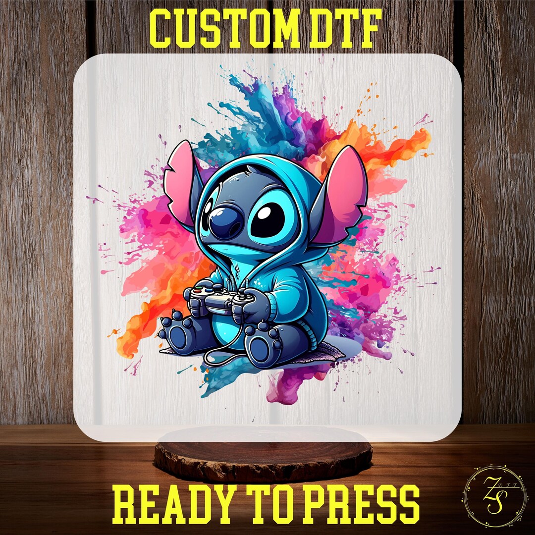 Gamer Stitch DTF Transfer, Disney Stitch Ready to Press, Cute Gamer ...
