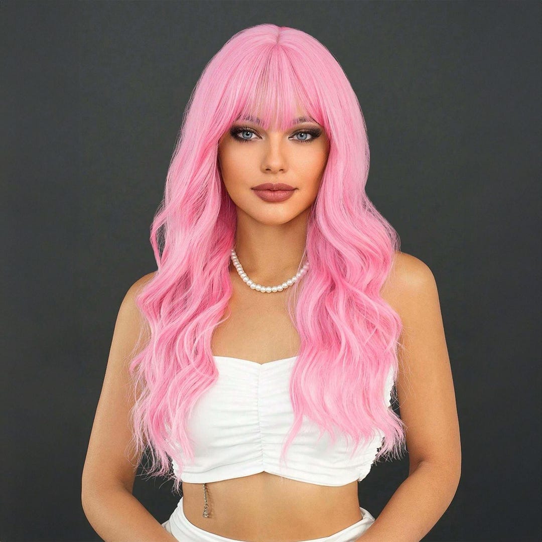 Long Pink Wig, Pink Wig, Long Wig, Ombre Wig, Long Wavy Pink Wig, Wig ...
