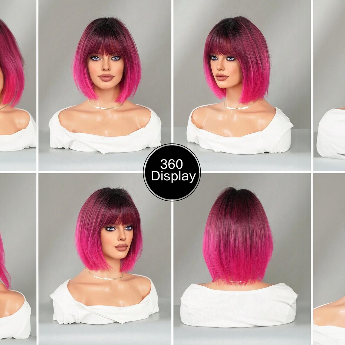 Rose Red Wig, Short Wig, Short Bob Wig, Red Wig, Wig With Bangs ...
