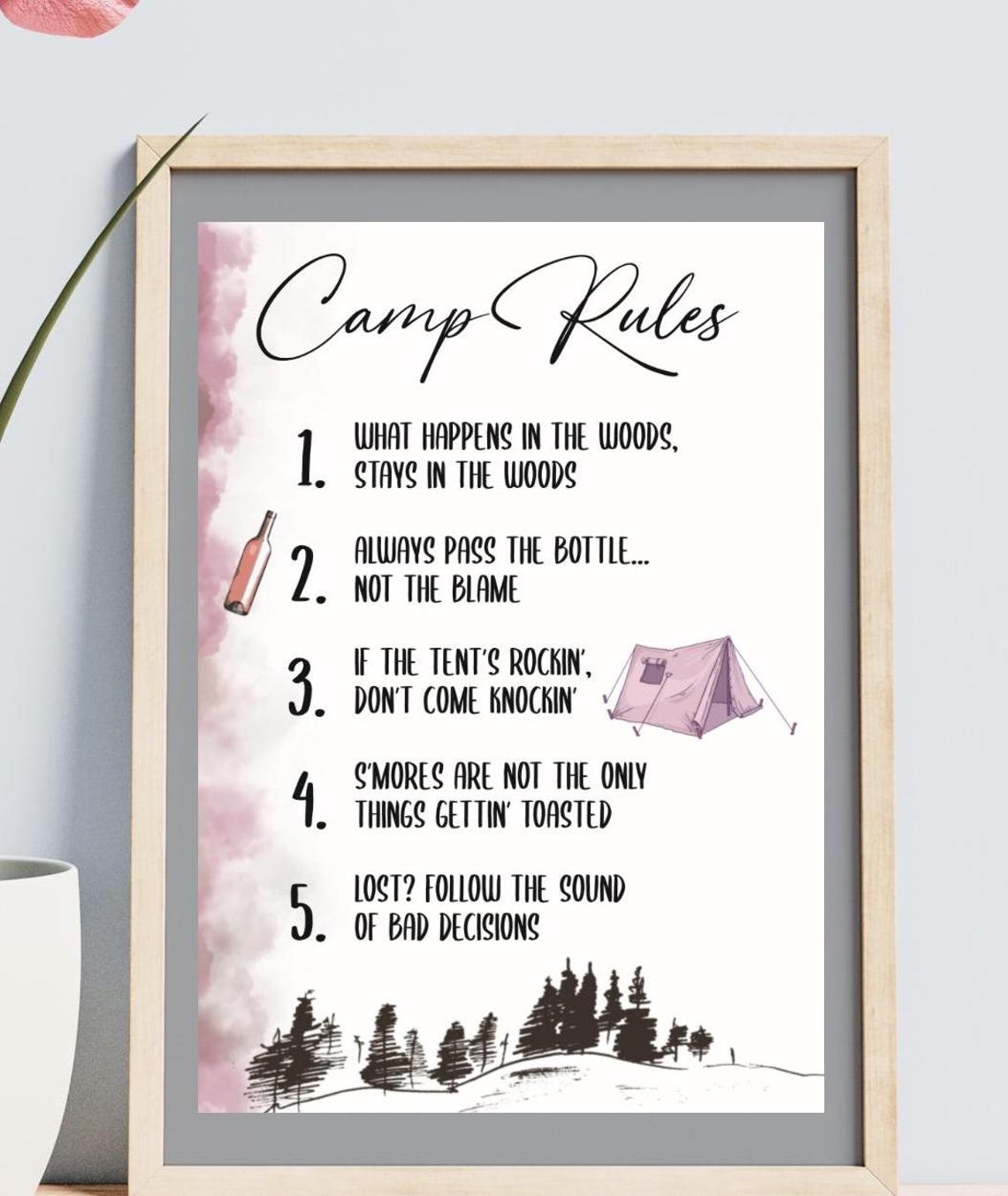 Camping Rules Sign, Camping Bachelorette Party, Camping Trip, Party ...