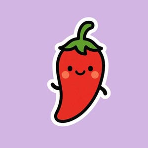 Cute Kawaii Chili Sticker | Spicy Pepper Vinyl Decal | Cute Food ...
