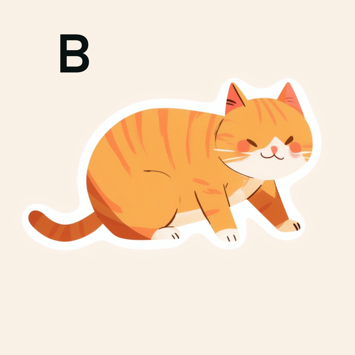 Cute Orange Tabby Cat Sticker Pack Kawaii Cartoon Cat Vinyl Stickers ...