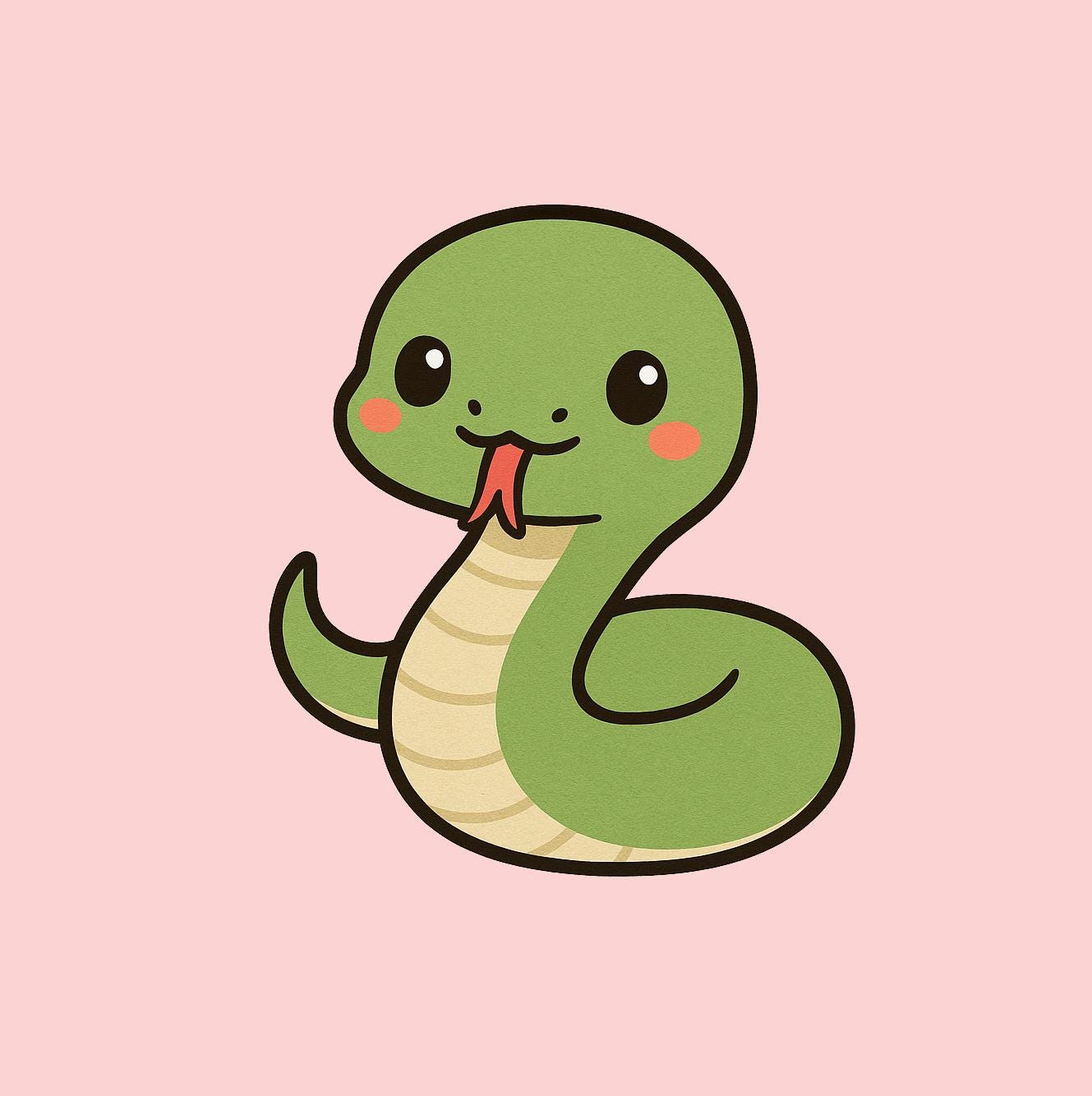 Cute Snake Sticker – Kawaii Green Snake Vinyl Sticker, Fun Animal ...