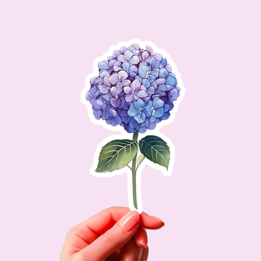 Watercolor Hydrangea Sticker: Waterproof Vinyl Floral Decal - Etsy