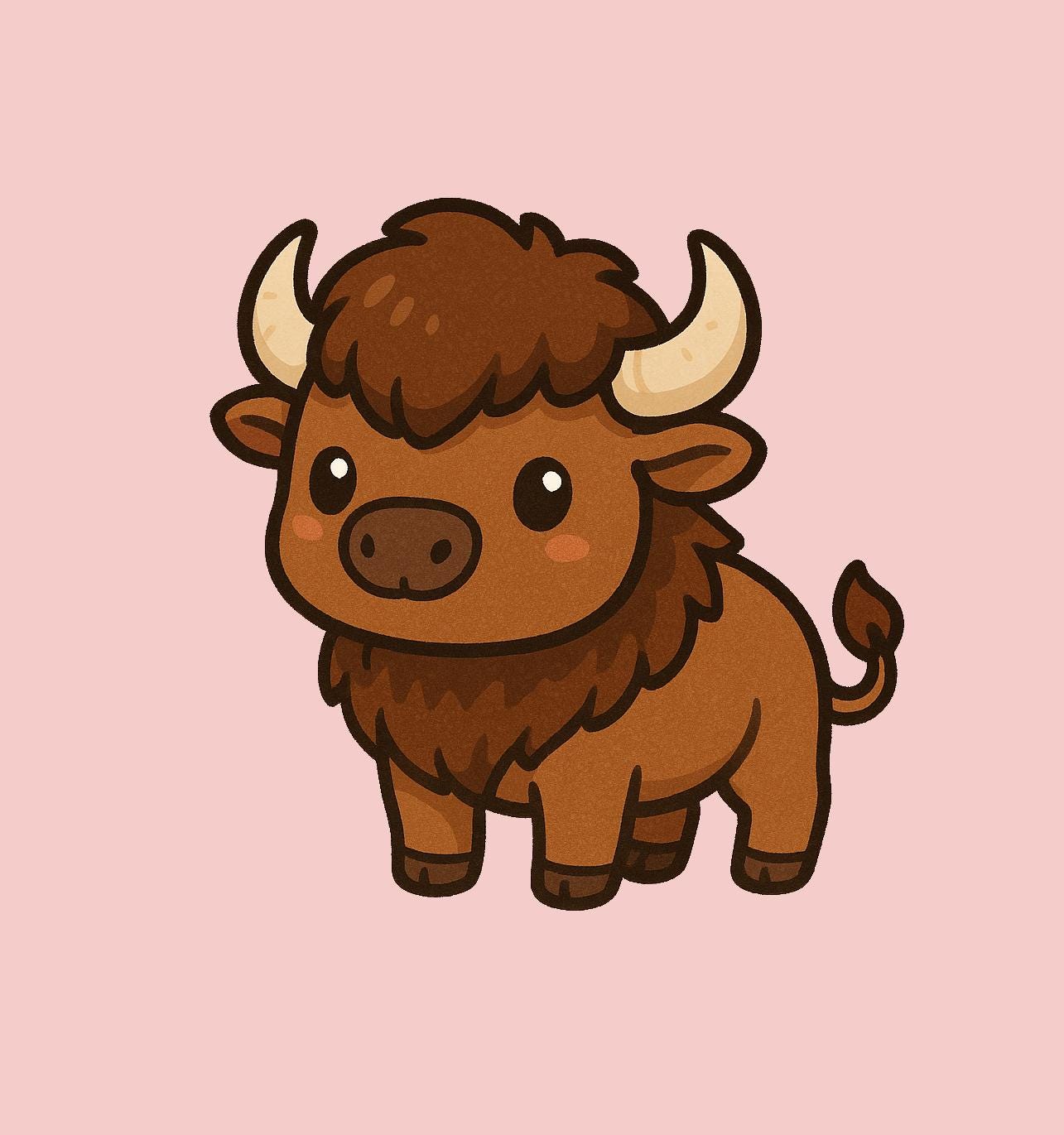 Cute Buffalo Sticker – Kawaii Bison Vinyl Decal for Laptop, Water ...