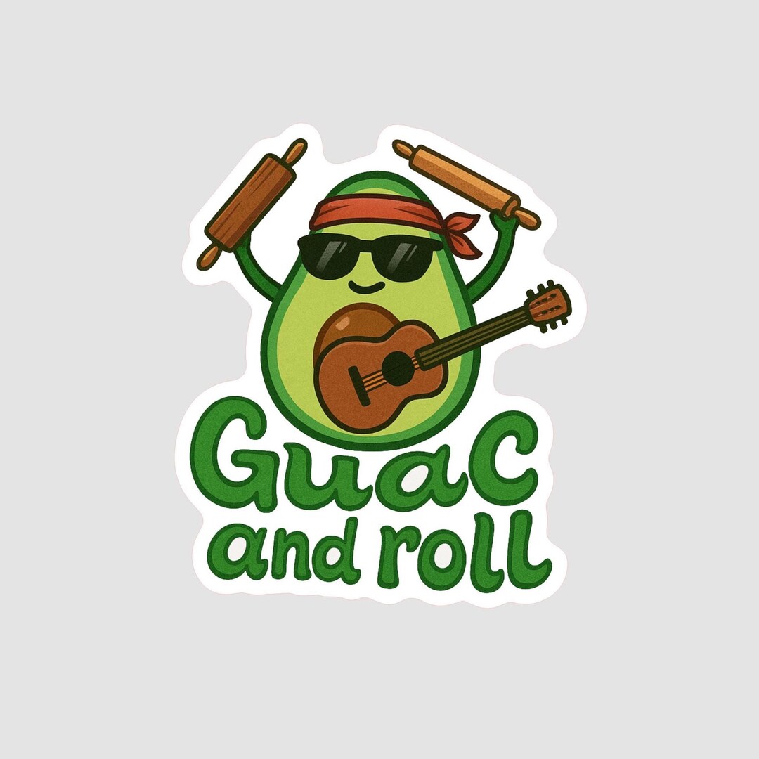 Guac and Roll Sticker – Funny Avocado Music Sticker – Rock and Roll ...