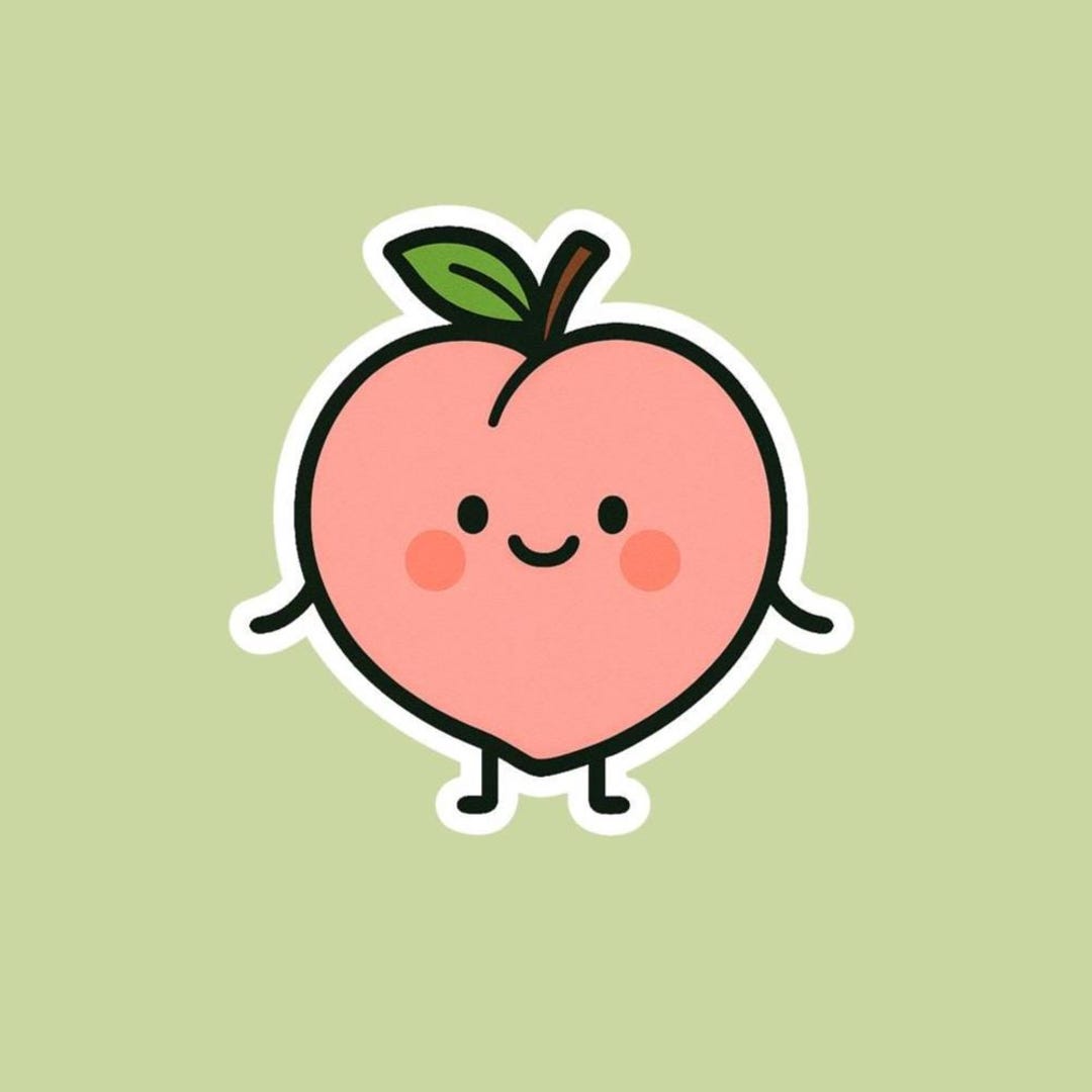 Kawaii Peach Sticker | Waterproof Vinyl Decal - Etsy