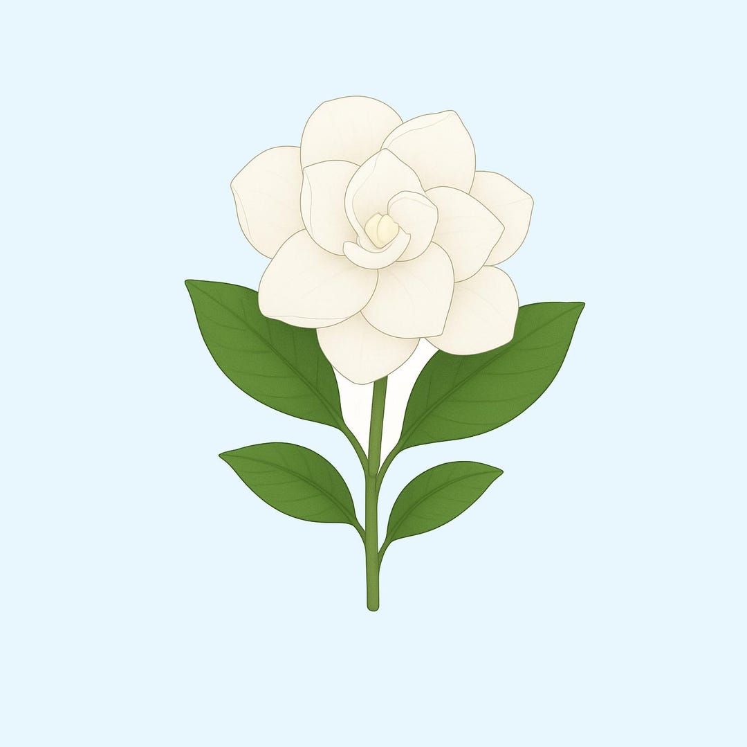 Gardenia Flower Sticker Botanical Floral Vinyl Sticker for Laptop Water ...