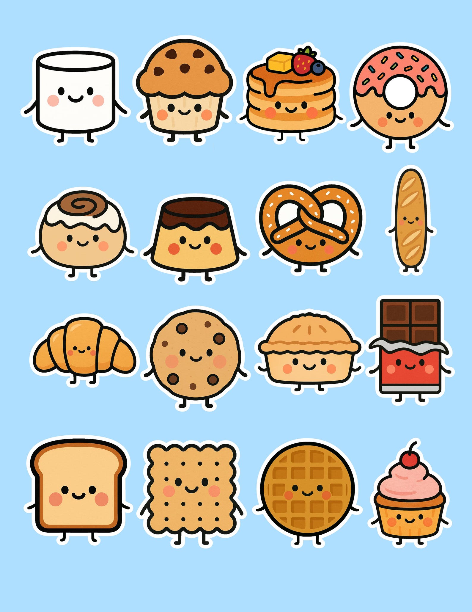 Cute Kawaii Cinnamon Roll Sticker | Happy Pastry Vinyl Decal | Sweet ...