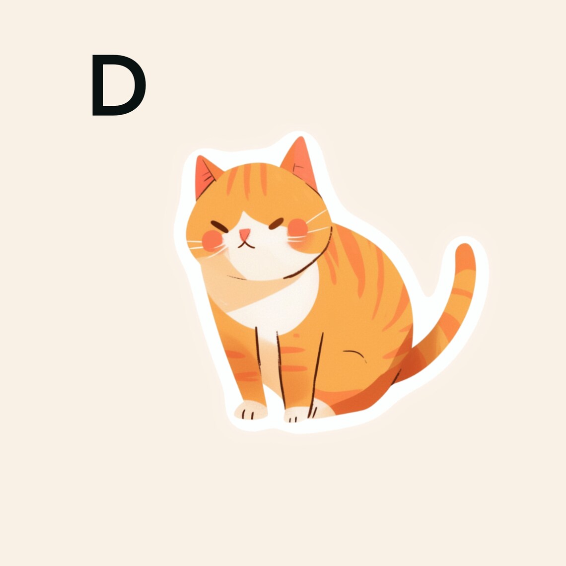Cute Orange Tabby Cat Sticker Pack Kawaii Cartoon Cat Vinyl Stickers ...