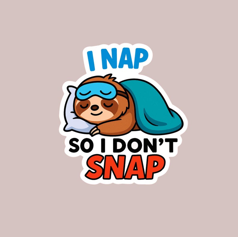 I Nap so I Don’t Snap Sticker – Funny Sleeping Sloth Vinyl Decal – Cute ...