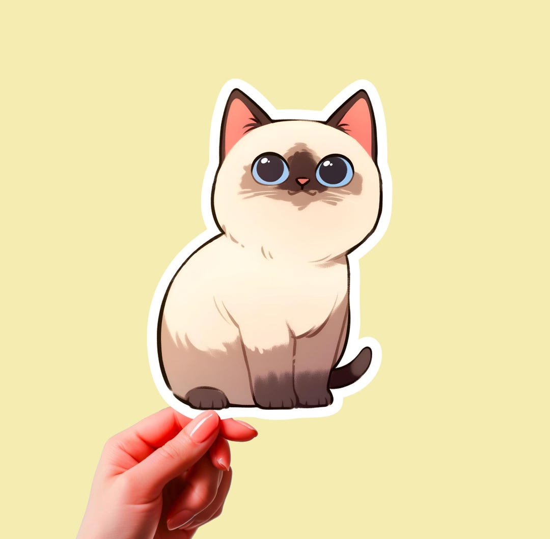 Kawaii Siamese Cat Sticker: Waterproof Vinyl Decal - Etsy