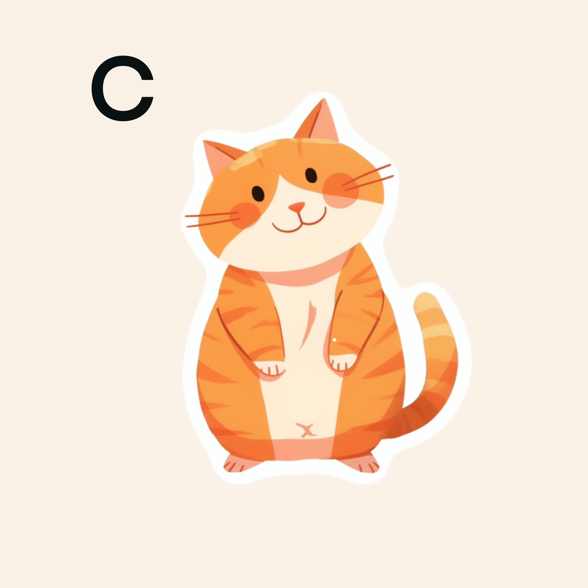 Cute Orange Tabby Cat Sticker Pack Kawaii Cartoon Cat Vinyl Stickers ...