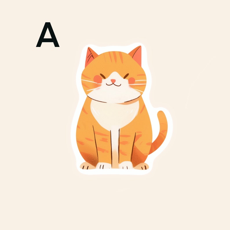 Cute Orange Tabby Cat Sticker Pack Kawaii Cartoon Cat Vinyl Stickers ...