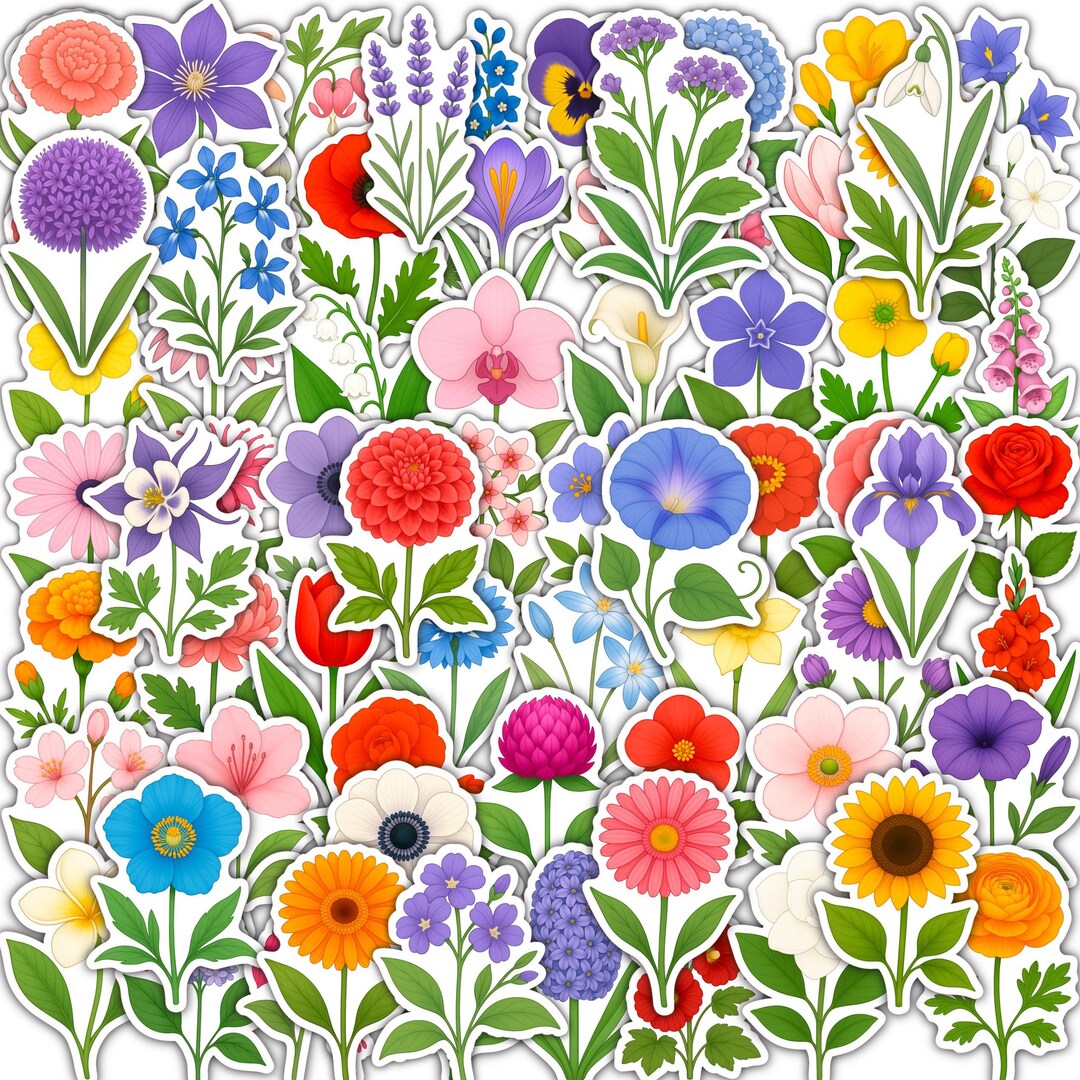 Wildflower Aesthetic Sticker – Random Sampler Die Cut Botanical Vinyl ...
