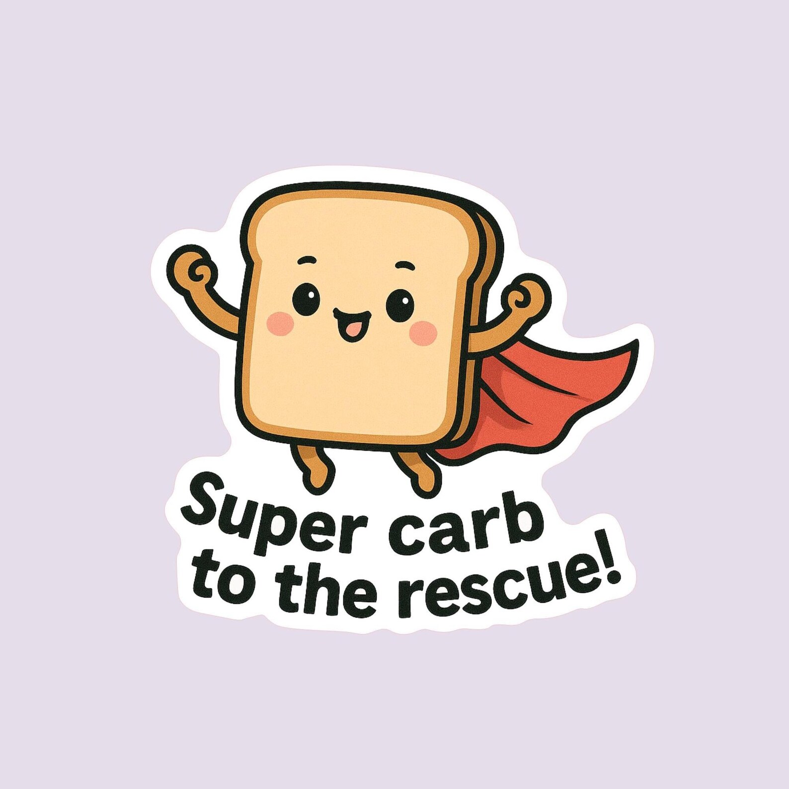 Super Carb to the Rescue Sticker – Funny Bread Hero Vinyl Decal – Cute ...