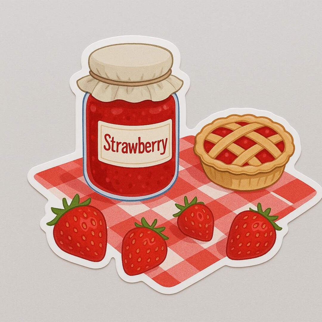 Strawberry Jam Vinyl Sticker: Cottagecore Kitchen Decor - Etsy