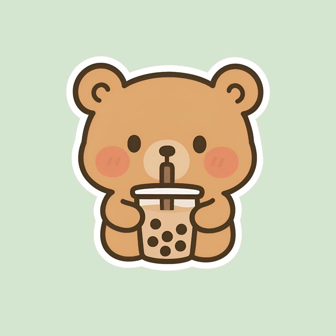 Boba Bear Sticker – Cute Waterproof Kawaii Vinyl Decal - Etsy