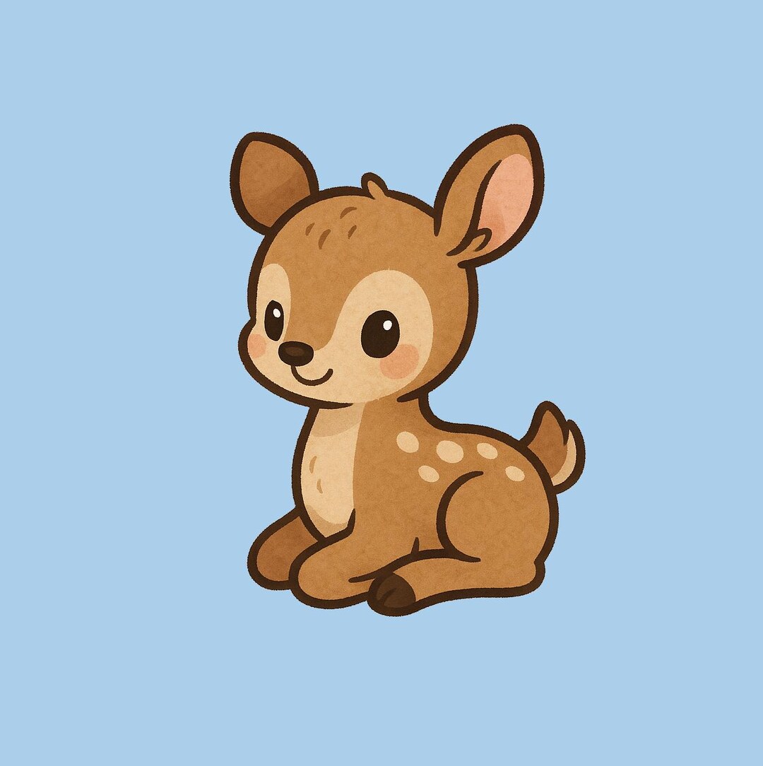 Cute Deer Sticker – Kawaii Baby Fawn Vinyl Sticker, Woodland Animal for ...