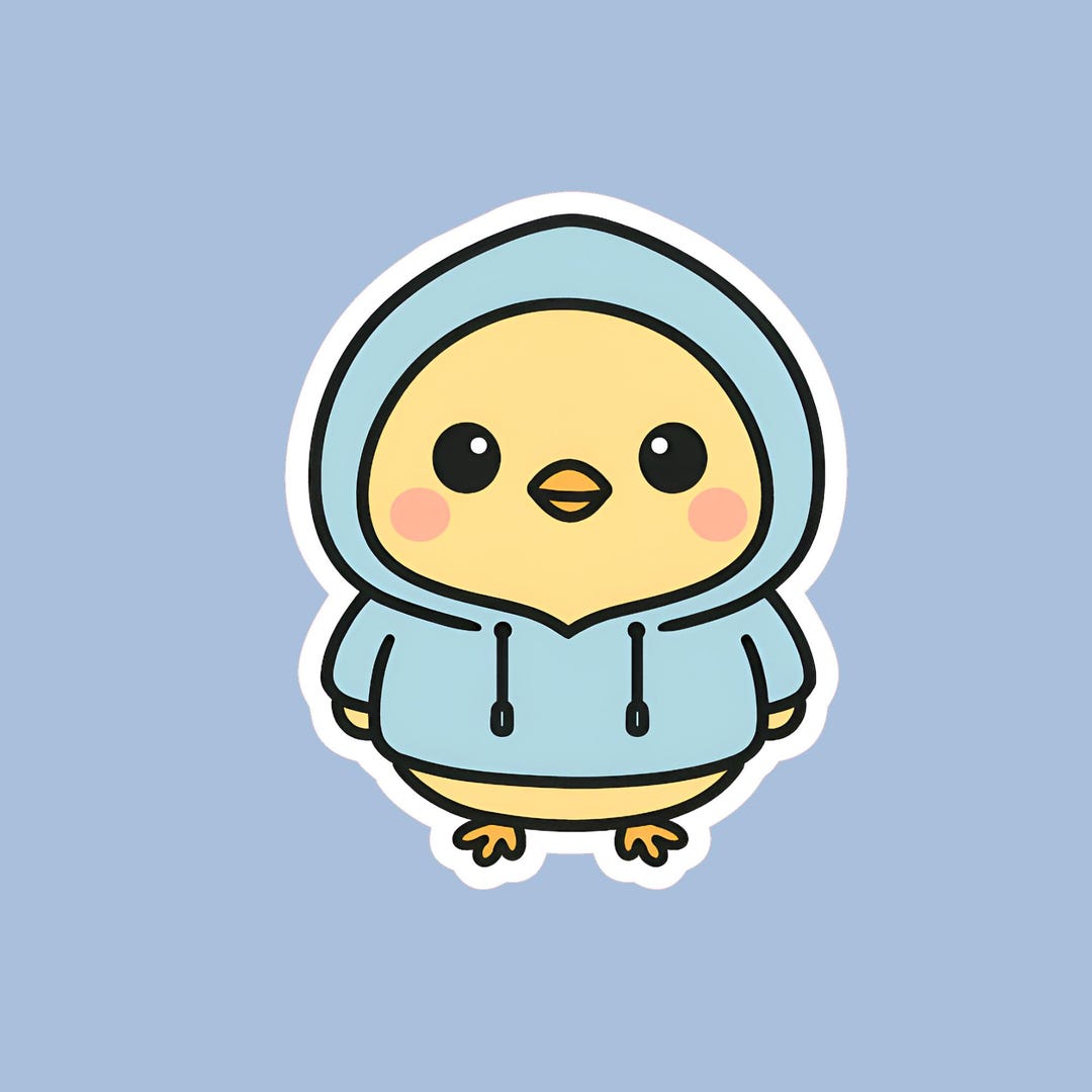 Hoodie Chick Sticker | Cute Kawaii Duck Vinyl Sticker | Cozy Aesthetic ...