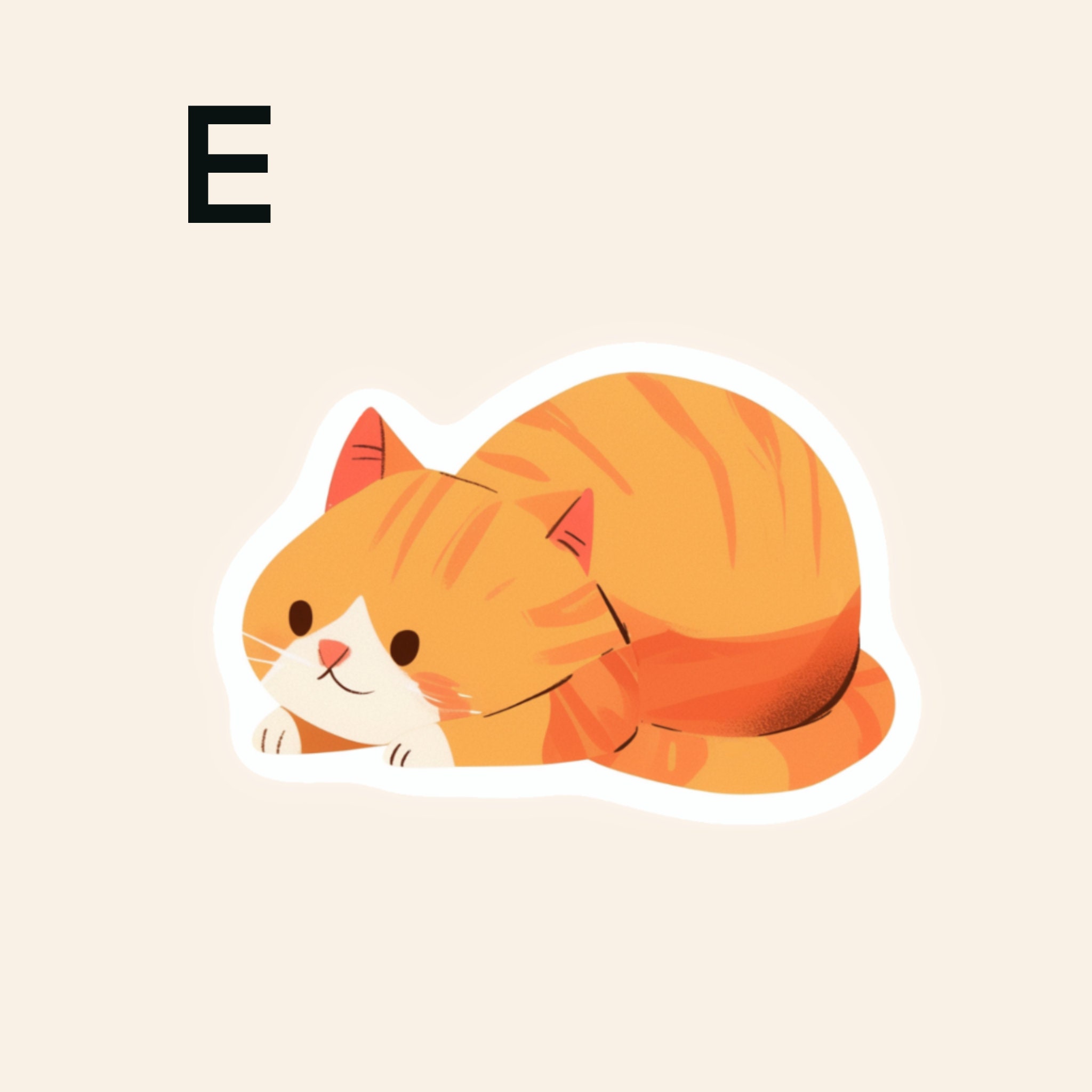 Cute Orange Tabby Cat Sticker Pack Kawaii Cartoon Cat Vinyl Stickers ...