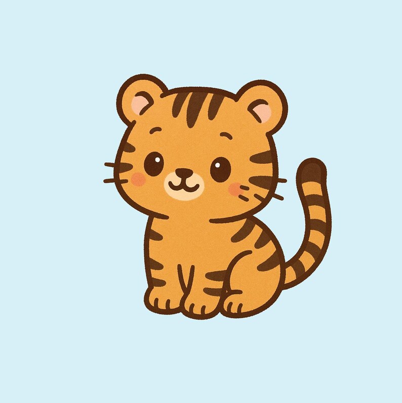 Cute Tiger Sticker – Kawaii Jungle Animal Vinyl Sticker, Adorable Baby ...
