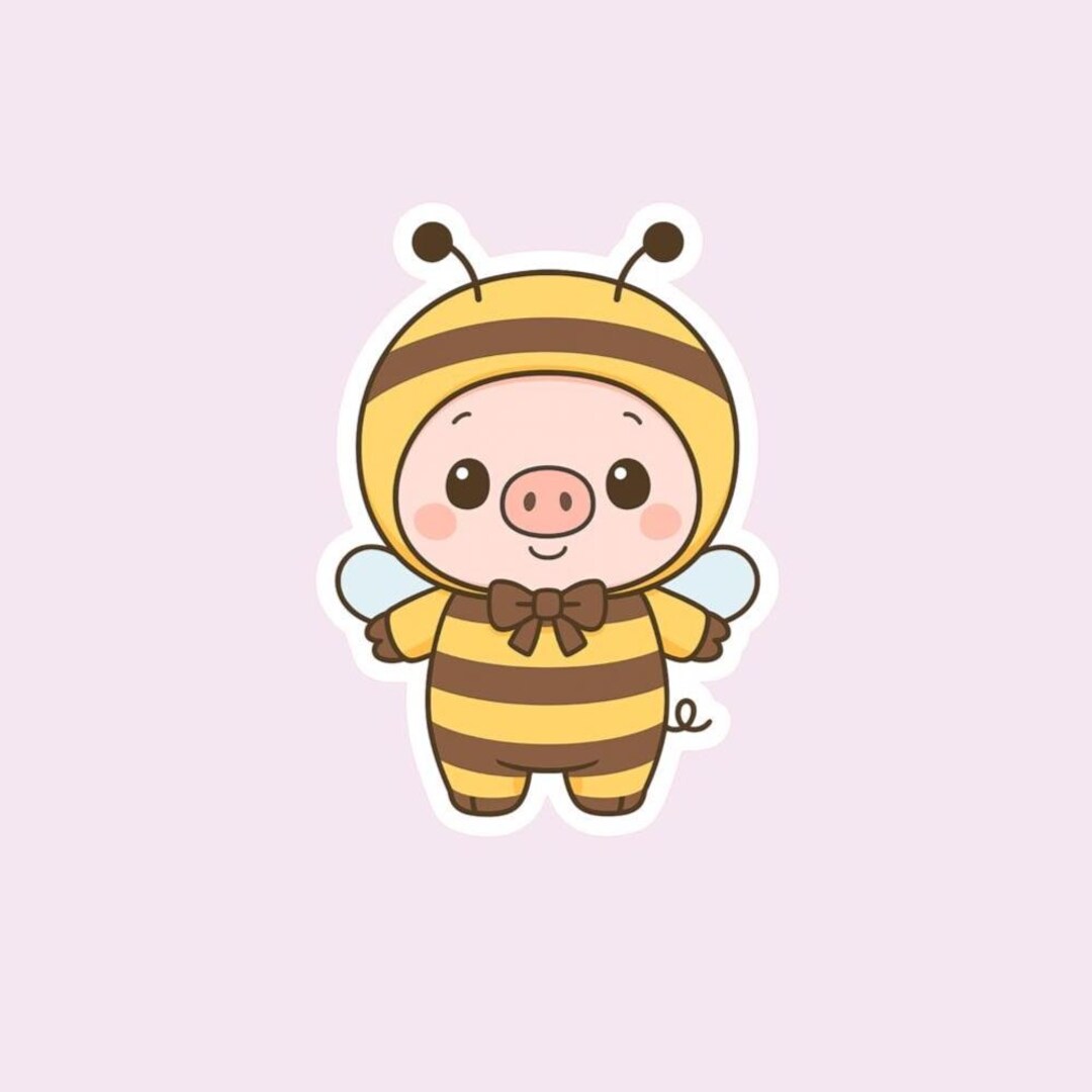 Pig in Bee Costume Sticker: Kawaii Bumblebee Vinyl Decal - Etsy