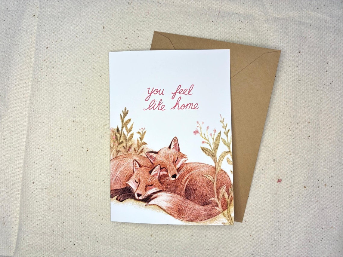 Cute Fox Valentines Day Card for Her - Adorable Anniversary Card for ...