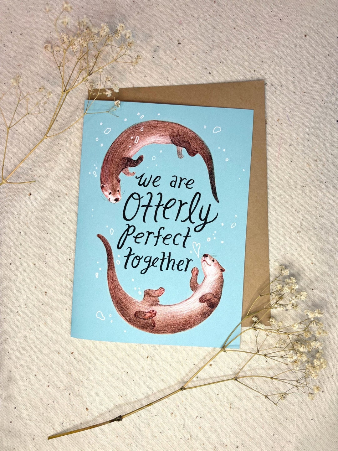 Cute Otter Valentine Card - Sea Animal Lover Anniversary Card ...