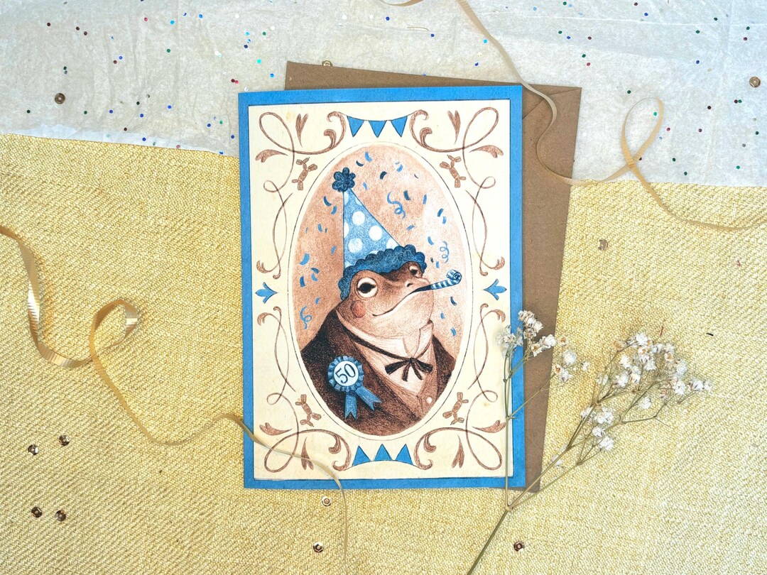Personalized Victorian Portrait Frog Birthday Card - Cottage Core ...