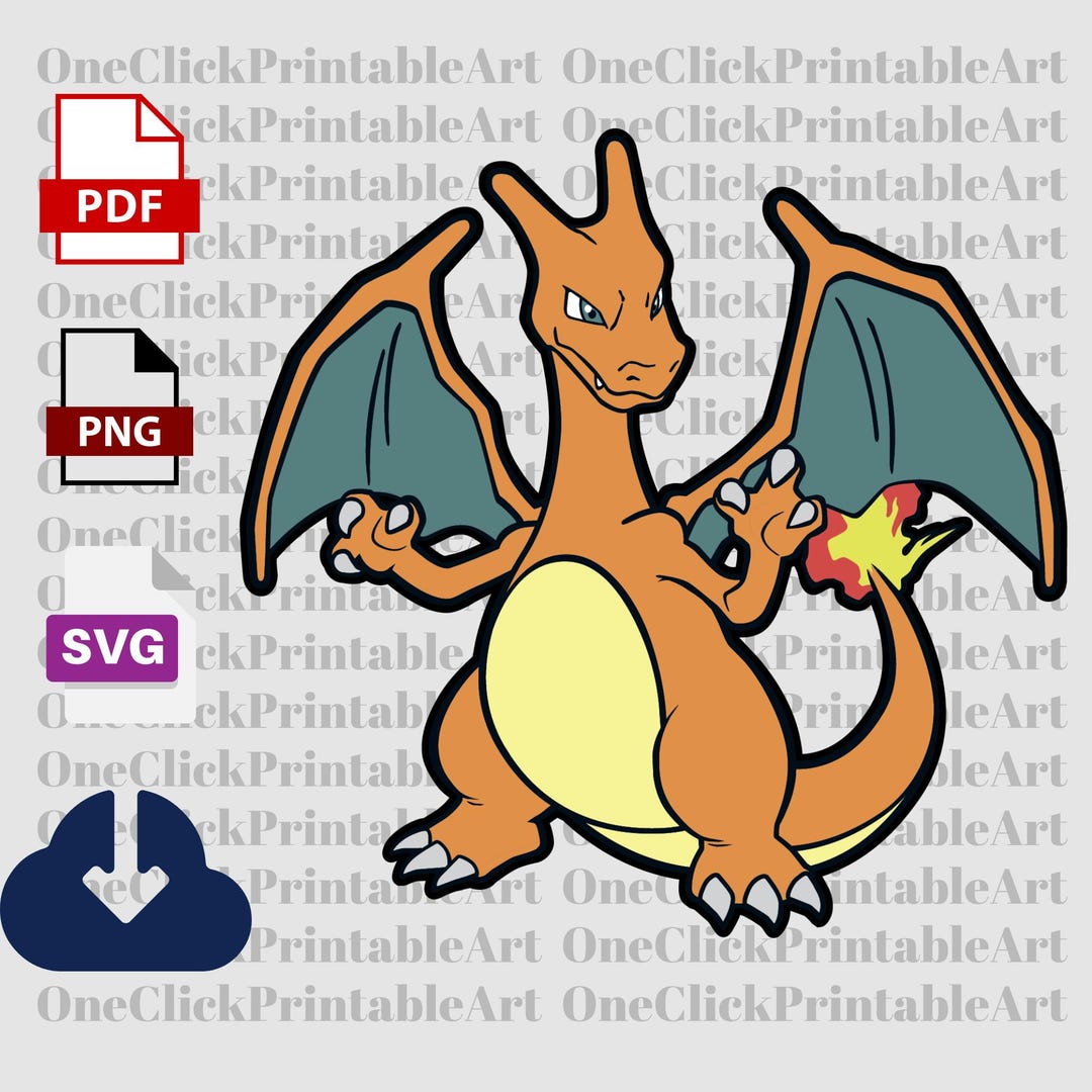 Charizard SVG, Pokemon Svg, Charizard Png, Fire Dragon Sticker, Flame ...