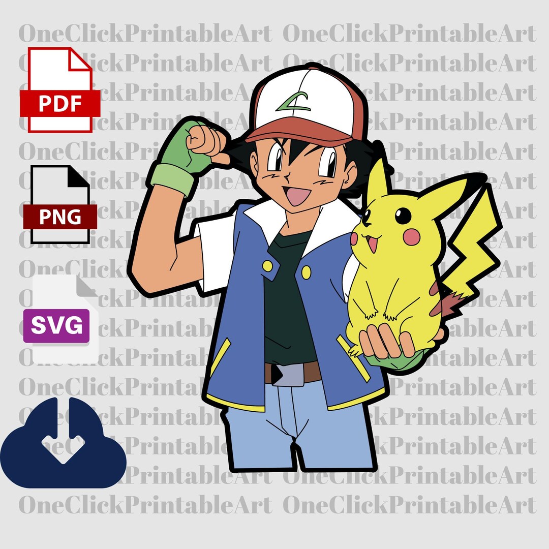 Ash and Pikachu SVG, Pokemon Svg, Ash and Pikachu Png, Pikachu, Ash Svg ...