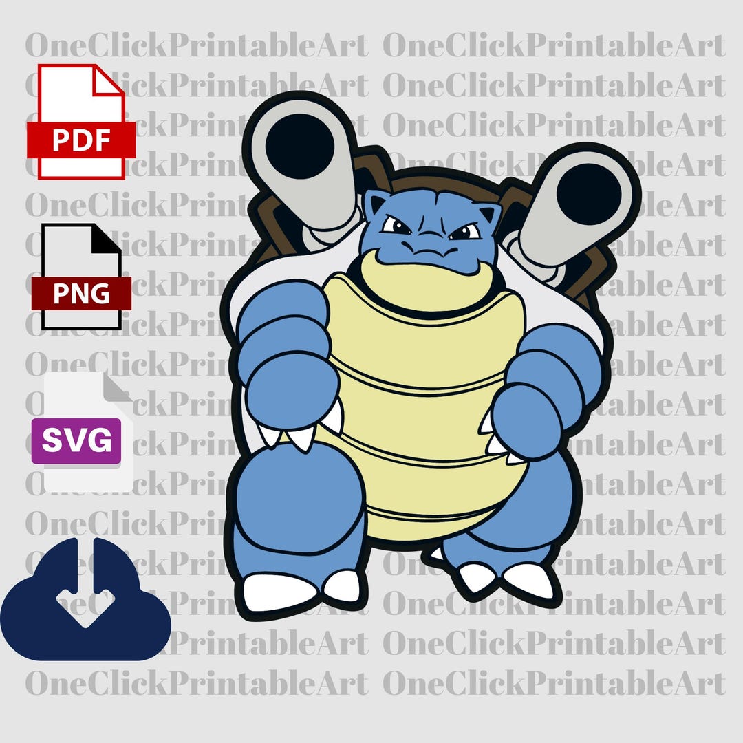 Blastoise SVG, Pokemon Svg, Blastoise Png, Water Turtle Sticker, Blue ...