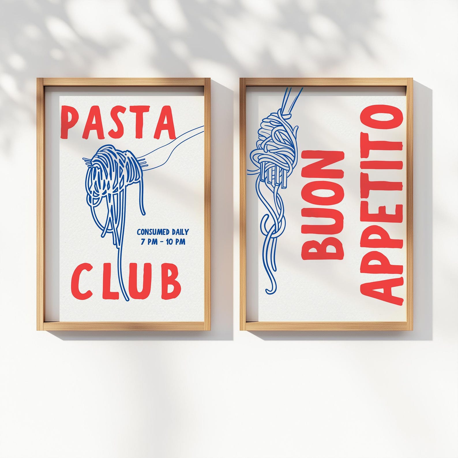 Pasta Club Print Set: Italian Kitchen Wall Art (digital Download) - Etsy